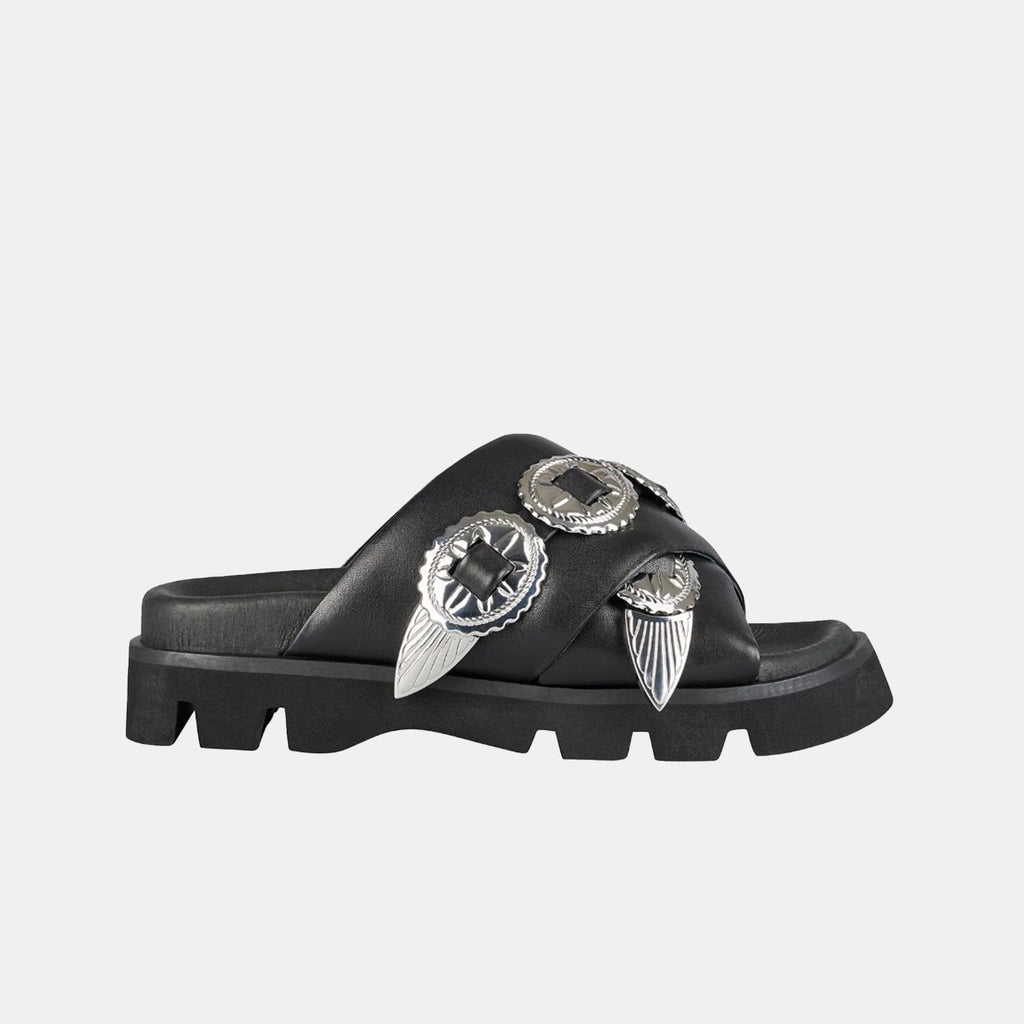 Concho Footbed Black/Silver – SOL SANA