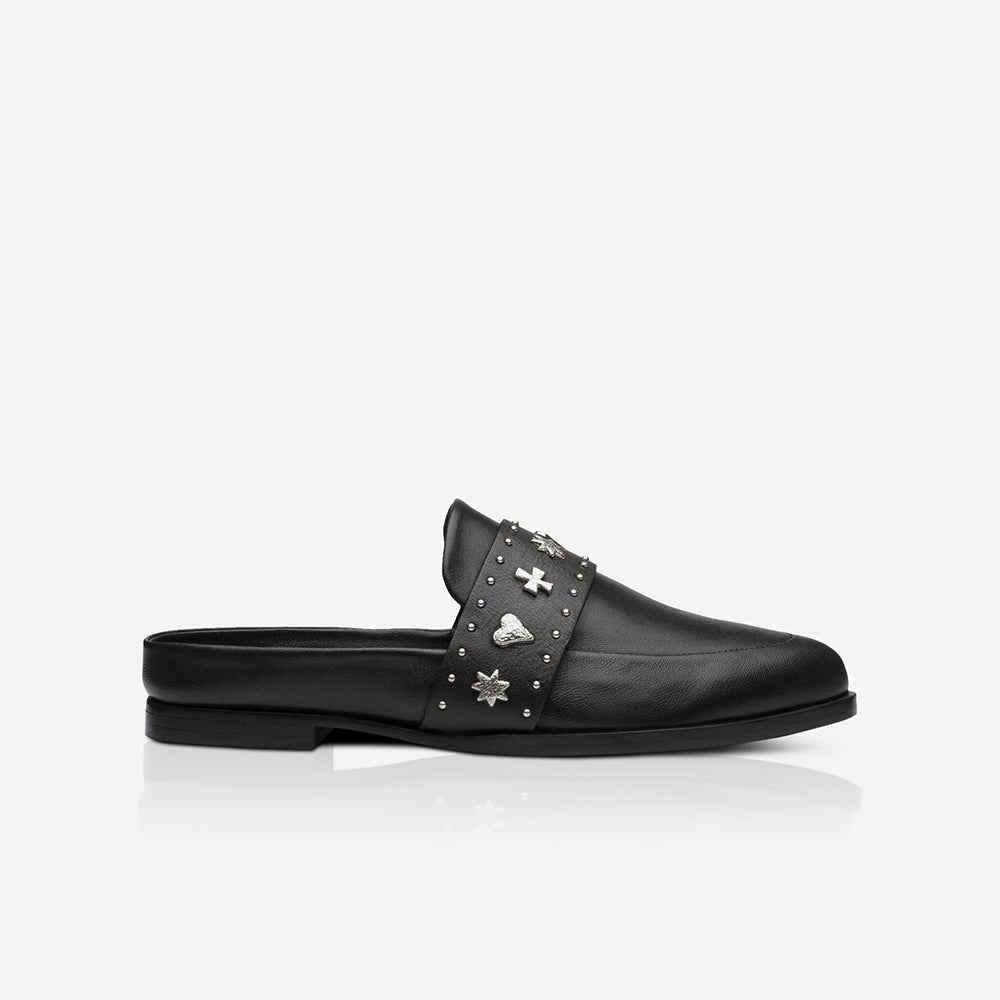 Tuesday Slide Black/Silver | Women's Designer Slides | SOL S – SOL SANA
